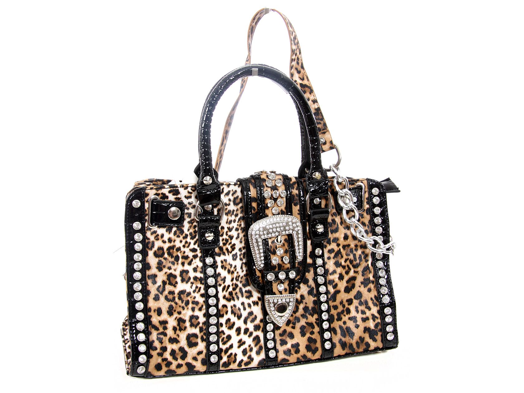 Wholesale Handbags #bt937a-lp Leopard print PVC Rhinestones studded ...