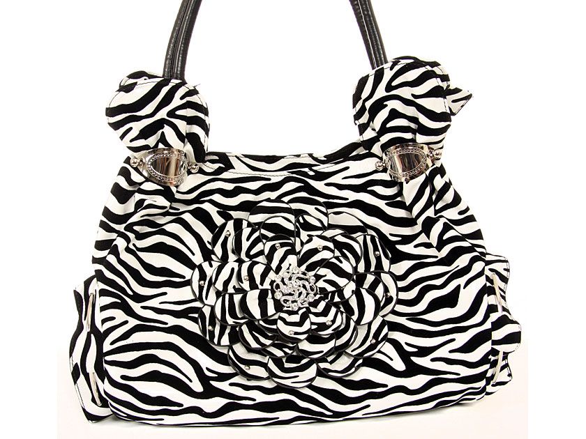 Wholesale Handbags #hd-61178-wt Zebra Print Flower Handbag