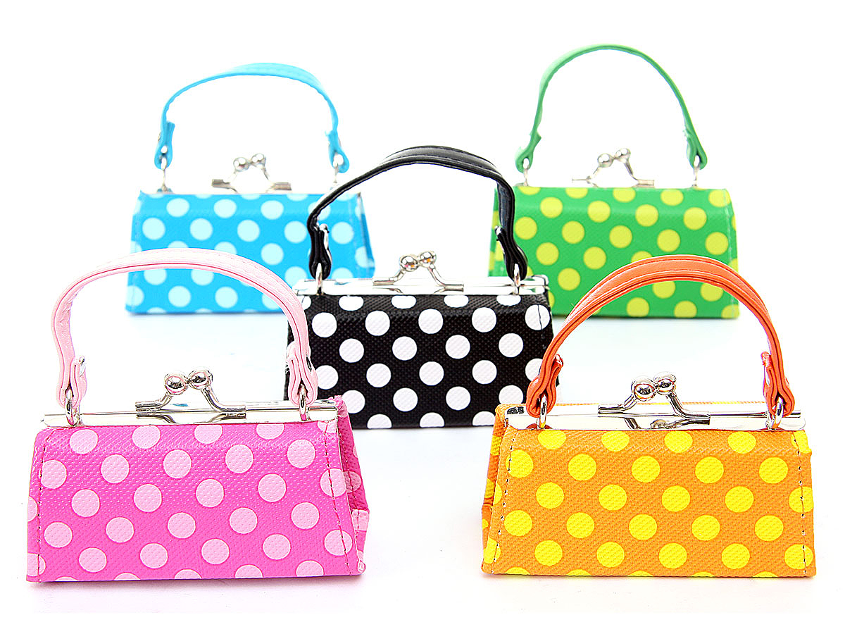 Dozen(12pk) Pack Polka Dot Mini Coin Purse Wallet in ASSORTED COLORS 4 ...